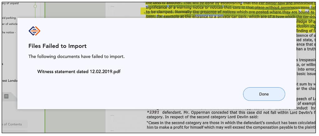 Failed-to-import notification | Support | Casedo