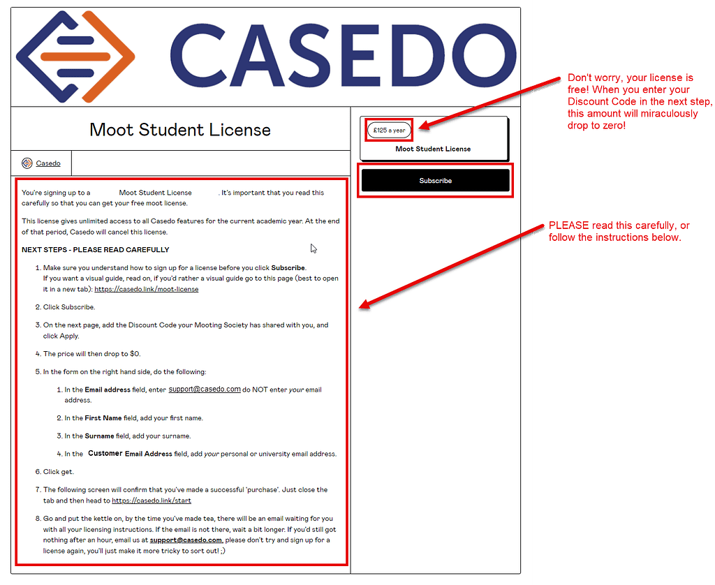 How to get a Moot Student License | Support | Casedo