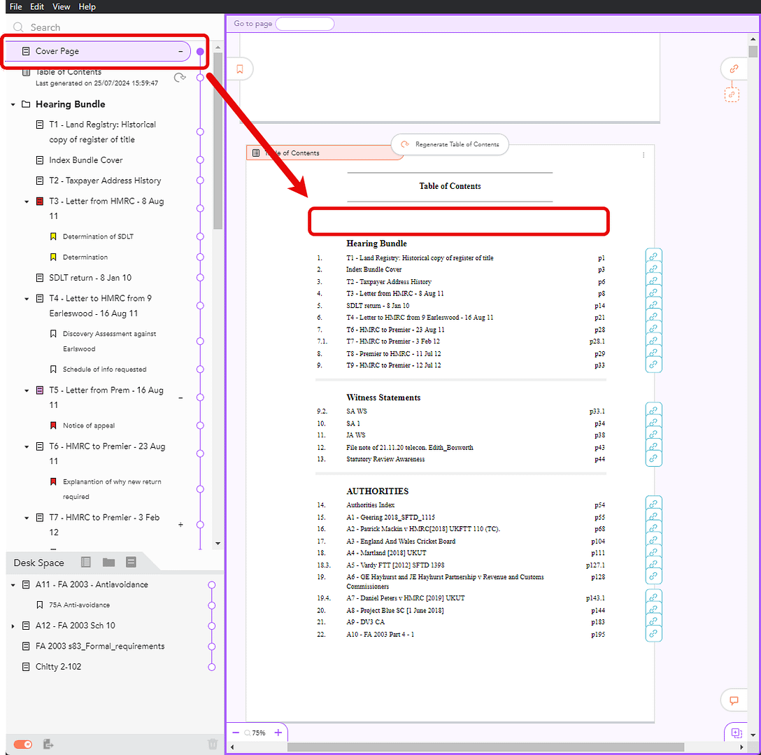 How to add a Cover Page to your Casefile | Support | Casedo