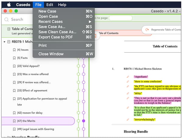 Saving an annotated casefile as a clean case | Support | Casedo