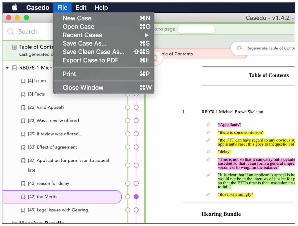 Saving an annotated casefile as a clean case | Support | Casedo